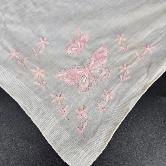 Unknown | Accessories | Vintage Embroidered Butterfly Handkerchief ...